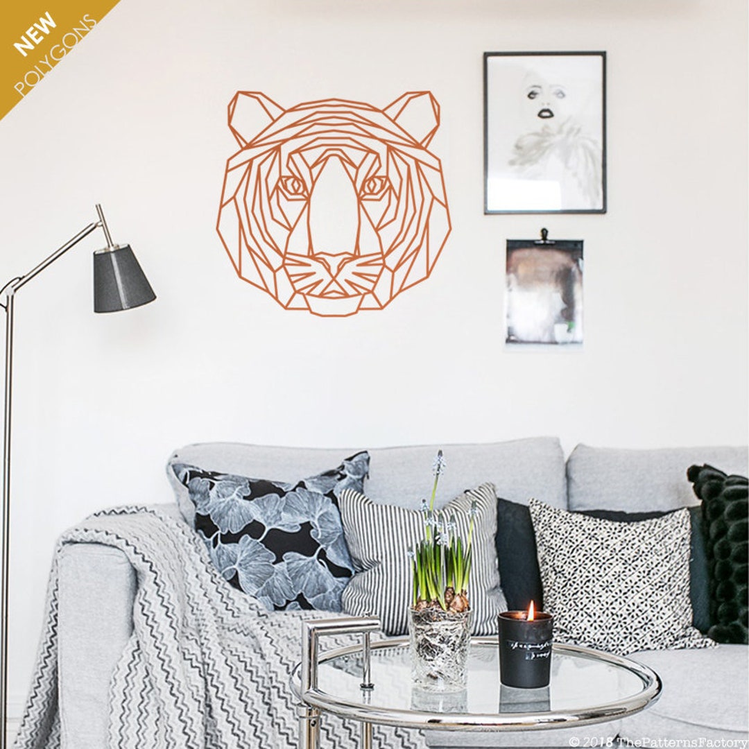 Tiger Wall Decal / Geometric Tiger Head Sticker / Tiger Face Decal ...