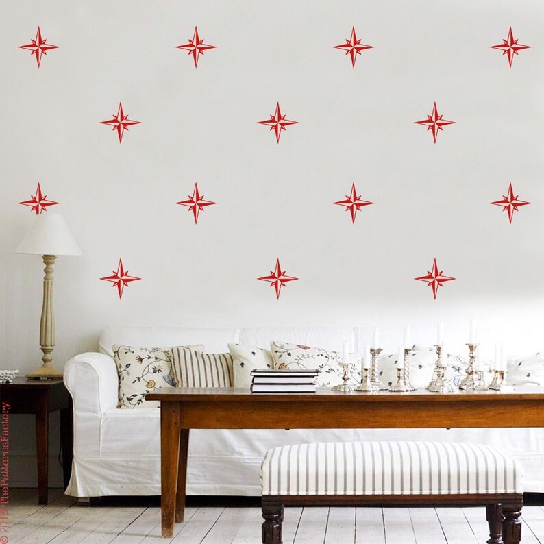 Compass Rose Star Wall Decal / Star Decal / Gold Stars Decal / - Etsy