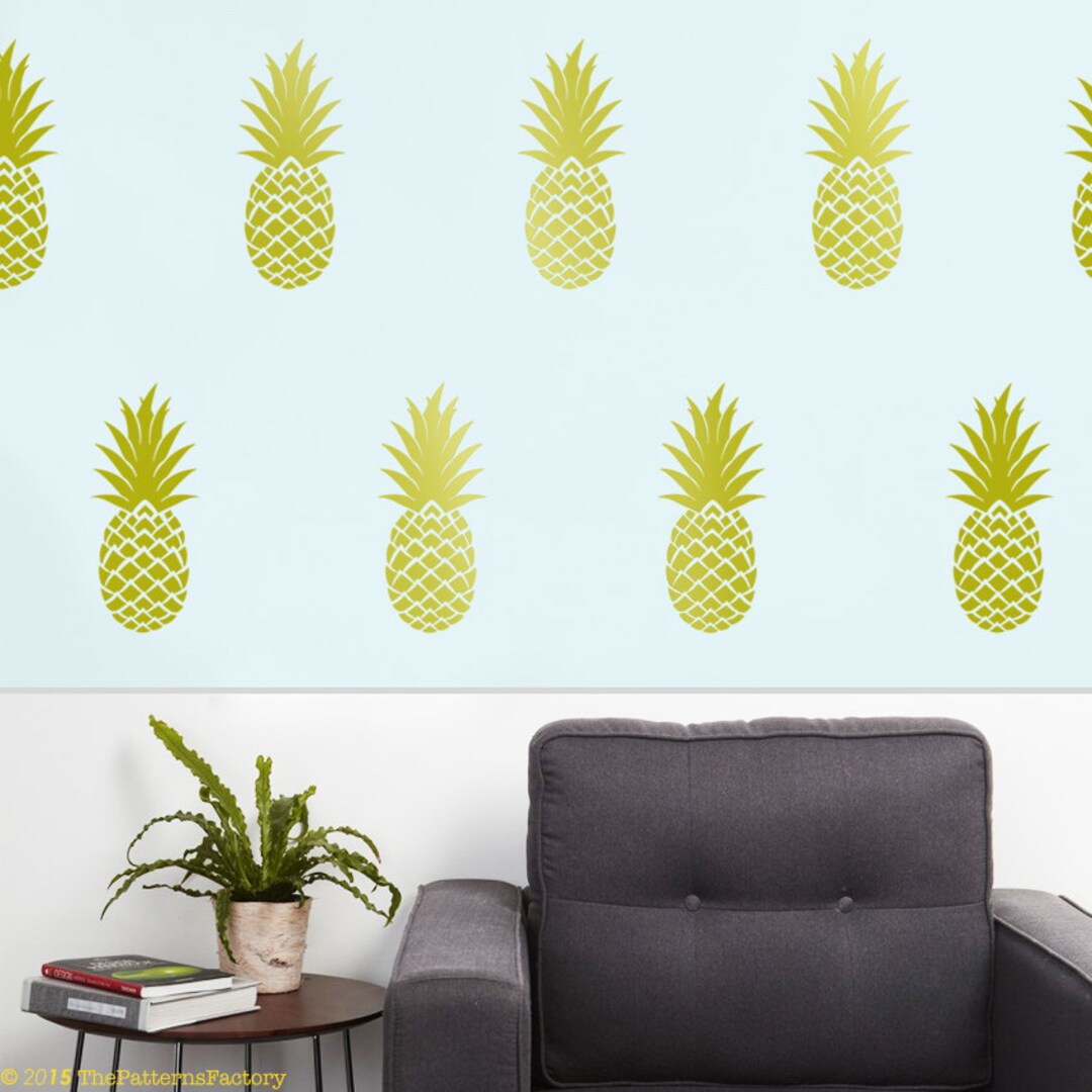Pineapple Wall Decal / 13 Large Pineapples Sticker / Gold Home - Etsy
