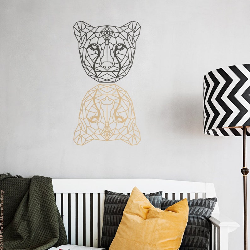 Cheetah Wall Decal / Geometric Cheetah Head Sticker / Cheetah - Etsy