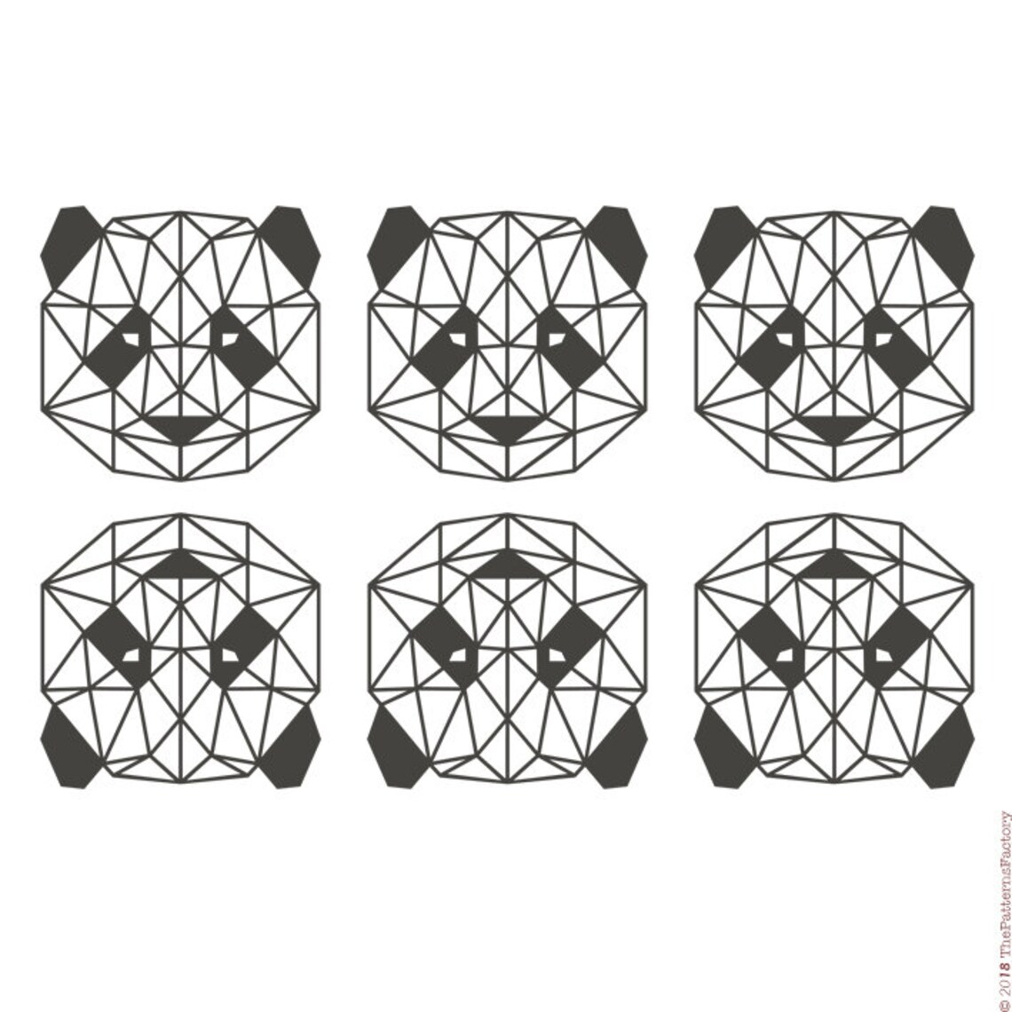 Panda Wall Decal / Geometric Panda Head Sticker / Panda Face | Etsy