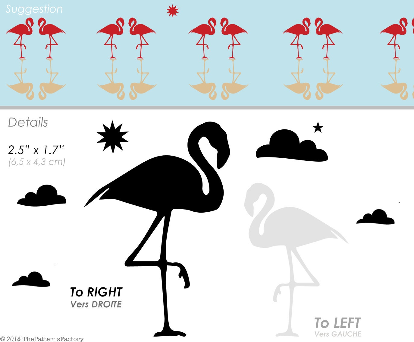 Walking Flamingo Wall Decal / 25 or 50 Flamingo Stickers with | Etsy