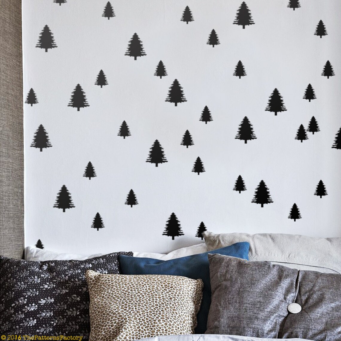 Pine Tree Pattern Wall Decal Forest Pattern Decal Nursery | Etsy