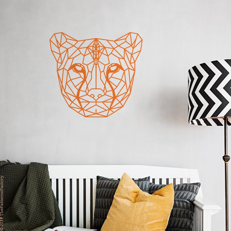 Cheetah Wall Decal / Geometric Cheetah Head Sticker / Cheetah - Etsy