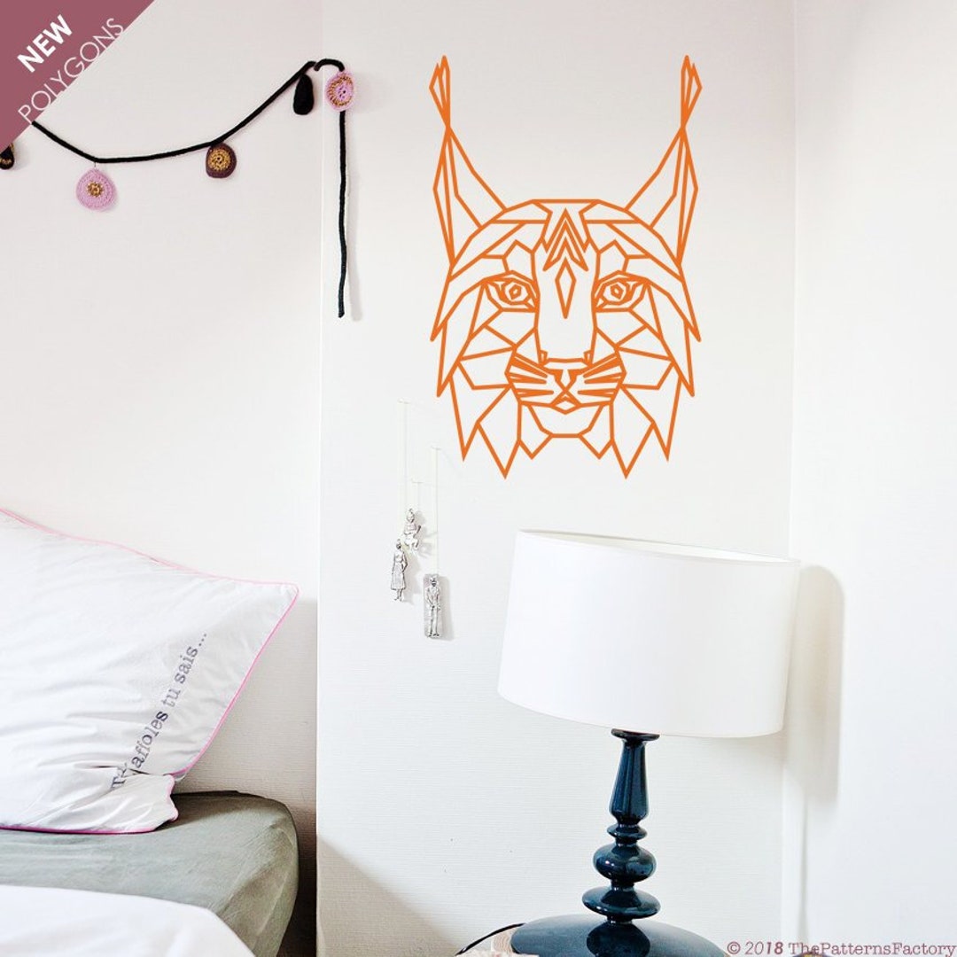 Lynx Wall Decal / Geometric Lynx Head Sticker / Lynx Face Decal ...