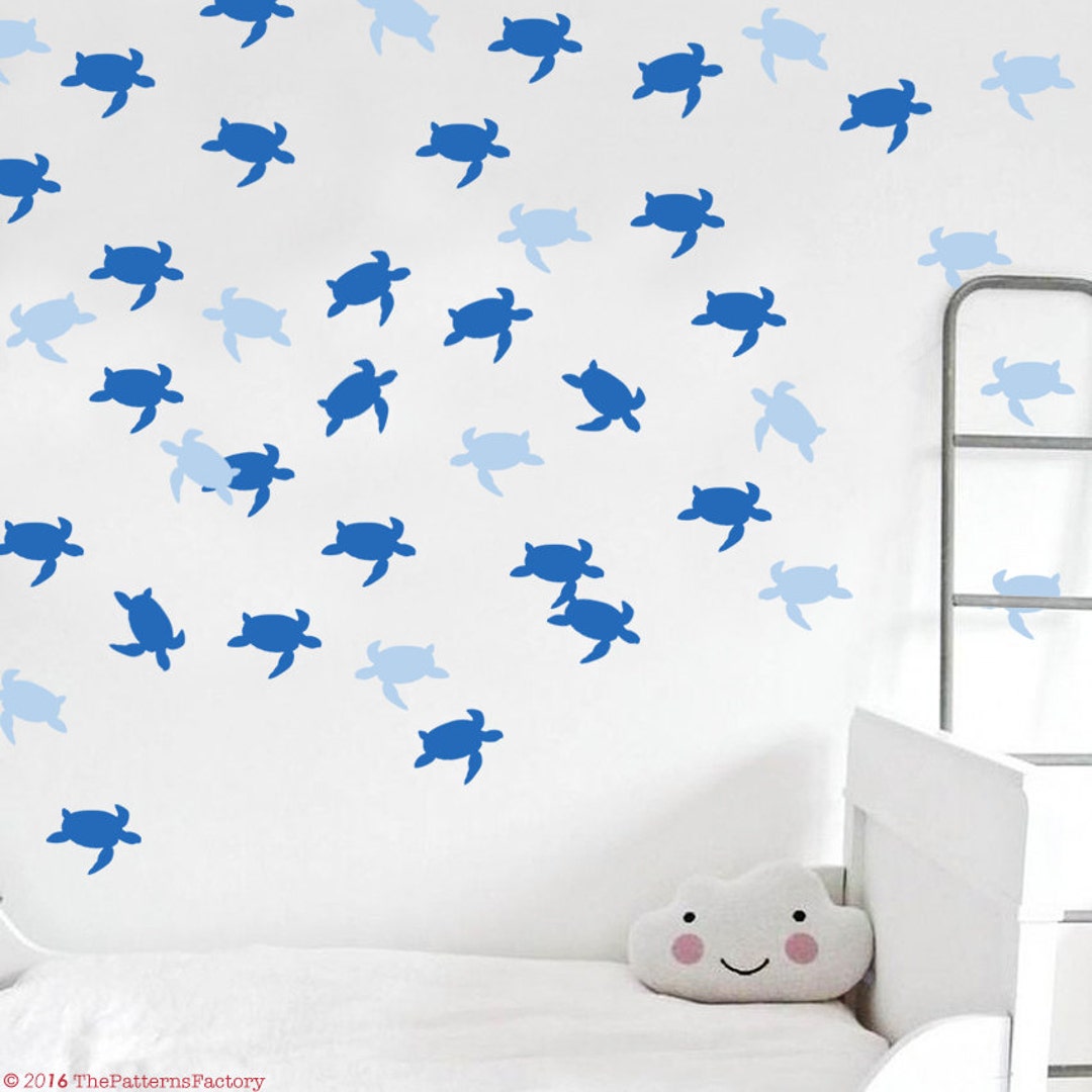 Turtle Wall Decal / 30 or 60 Swimming Sea Turtle Stickers / Home Decor ...