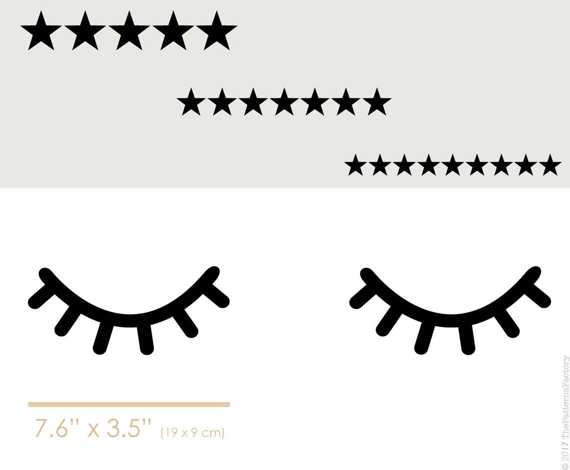 Sleepy Eyes Wall Decal / Sleepy Eyes Decor With Stars / Sleepy - Etsy