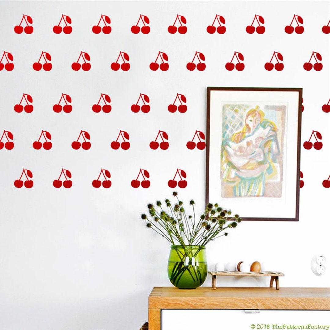 Cherry Wall Decal / Cherry Sticker / Cherries Decal / Cherry Fruit Wall ...
