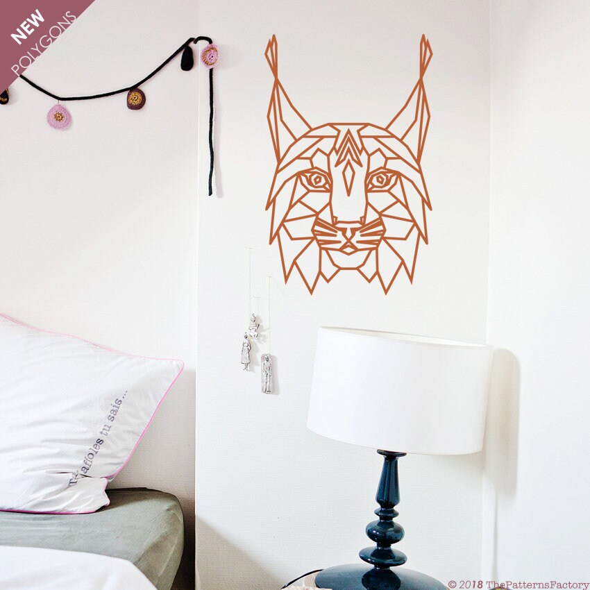 Lynx Wall Decal / Geometric Lynx Head Sticker / Lynx Face | Etsy