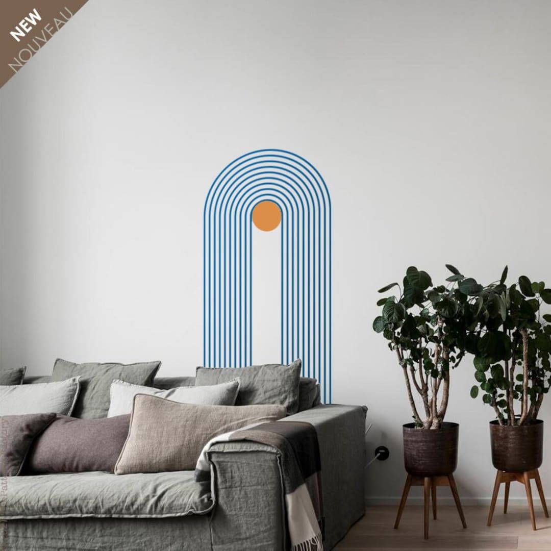 Big Outline Arch Wall Decal With Circle / Arch Sticker With Polka Dot ...