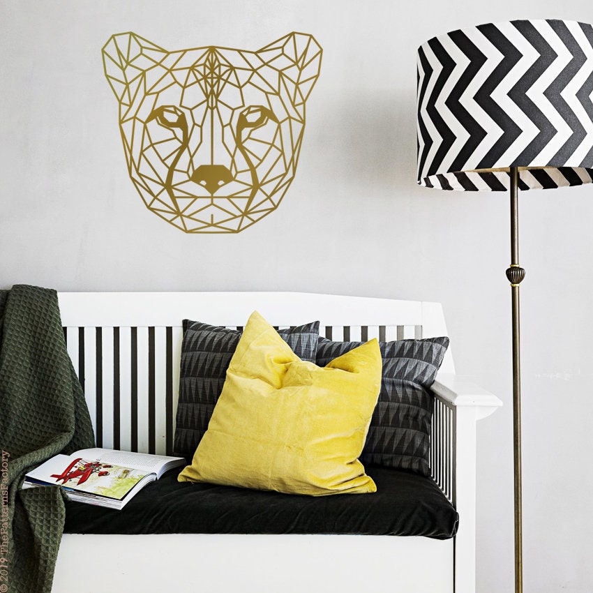Cheetah Wall Decal / Geometric Cheetah Head Sticker / Cheetah - Etsy