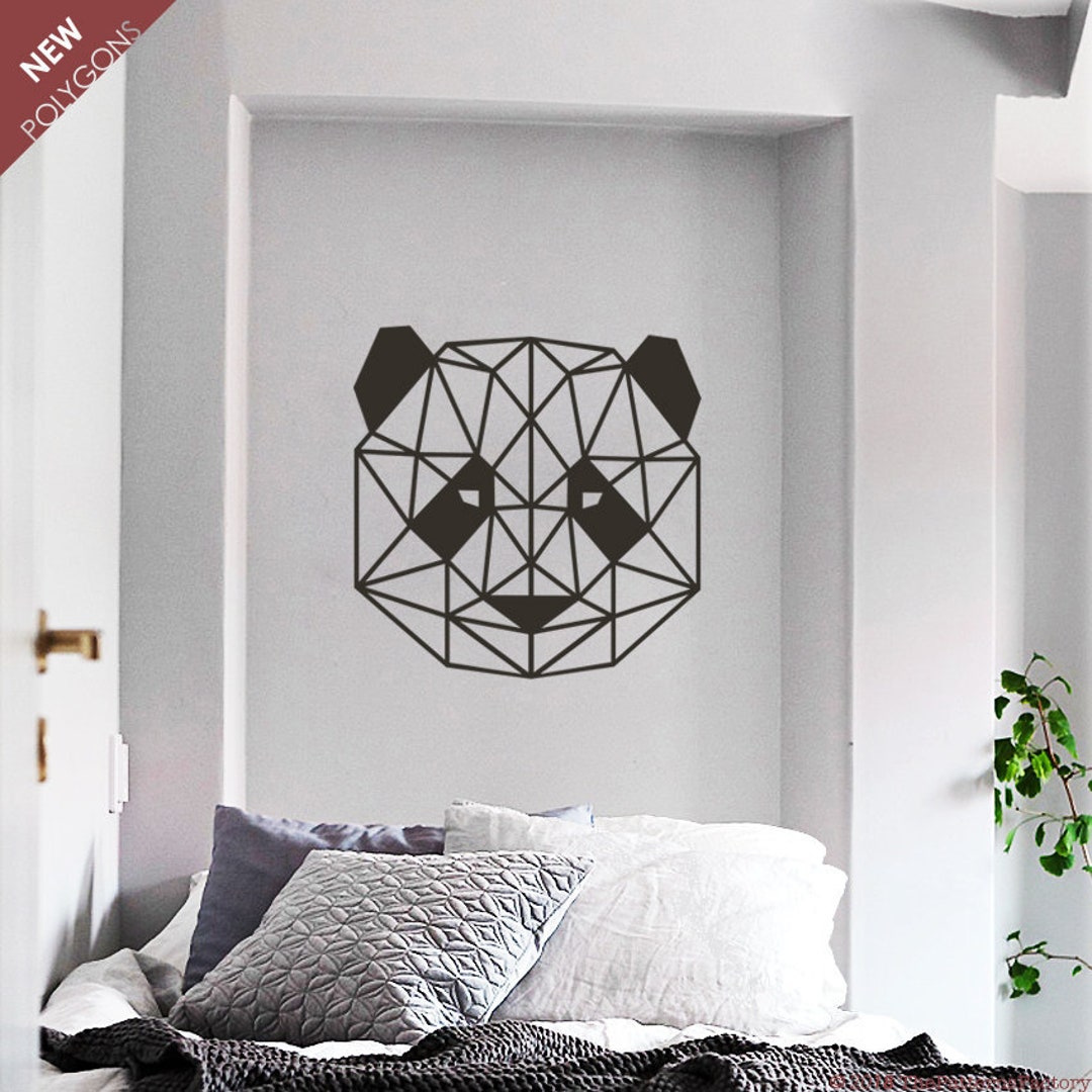 Panda Wall Decal / Geometric Panda Head Sticker / Panda Face Decal ...