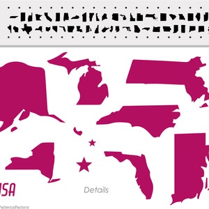 US States Stickers, Placeable as You Wish. States Pattern, USA 50 ...