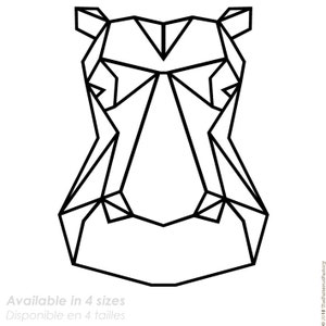 Hippopotamus Wall Decal / Geometric Hippopotamus Head Sticker / Hippo ...