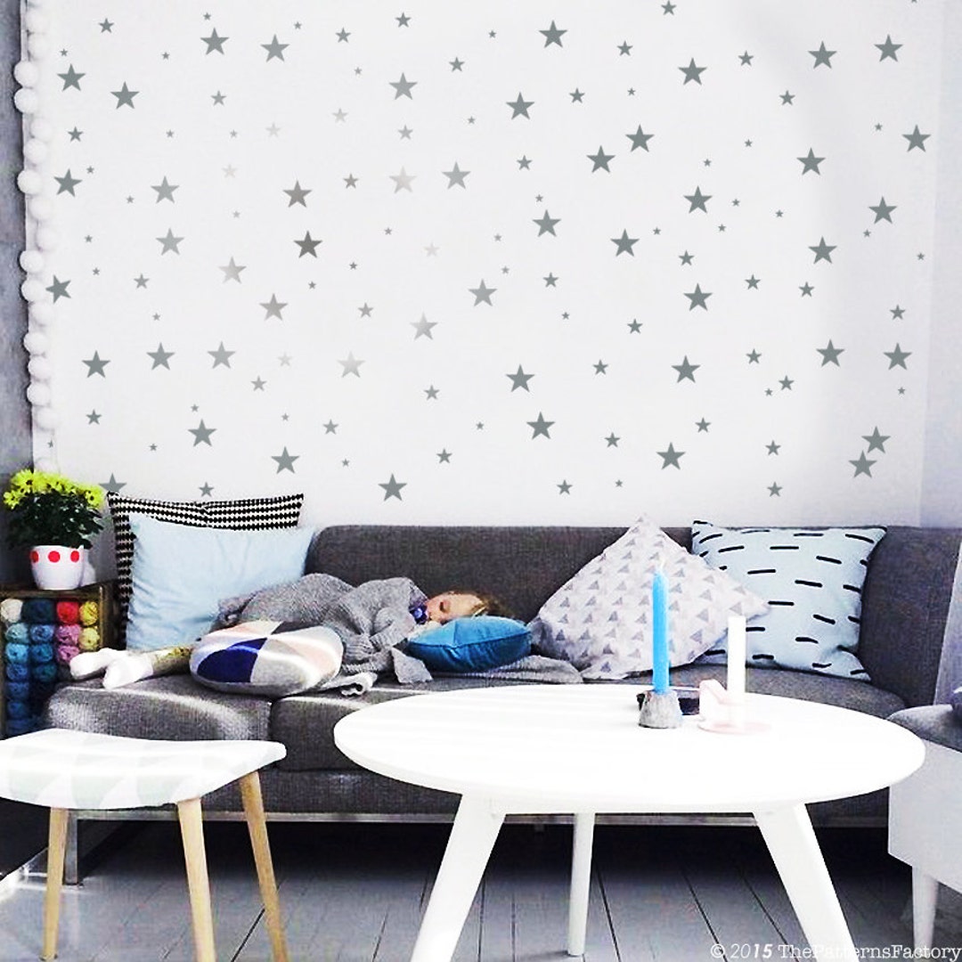 3 Size Star Wall Decal / Star Decal / Silver Stars Decal / 120 Stars ...