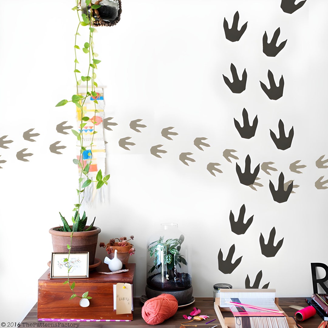 Dinosaur Footprint Wall Decals for Kids Bedroom, Placeable as Stickers ...