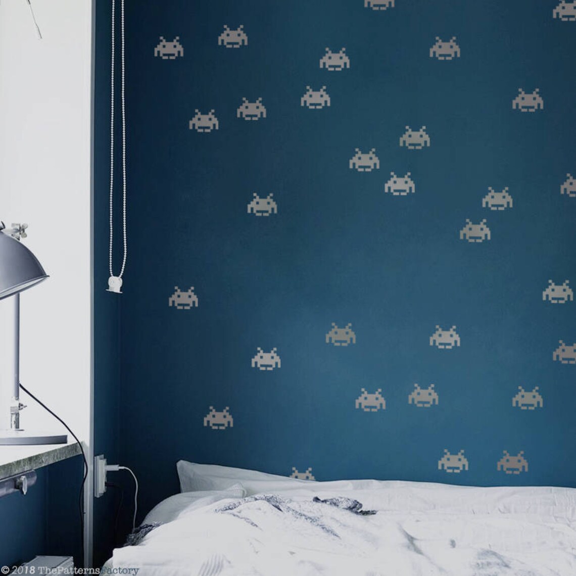 Space Invader Wall Decal / Geek Wall Sticker/ Pixel Art Decor - Etsy