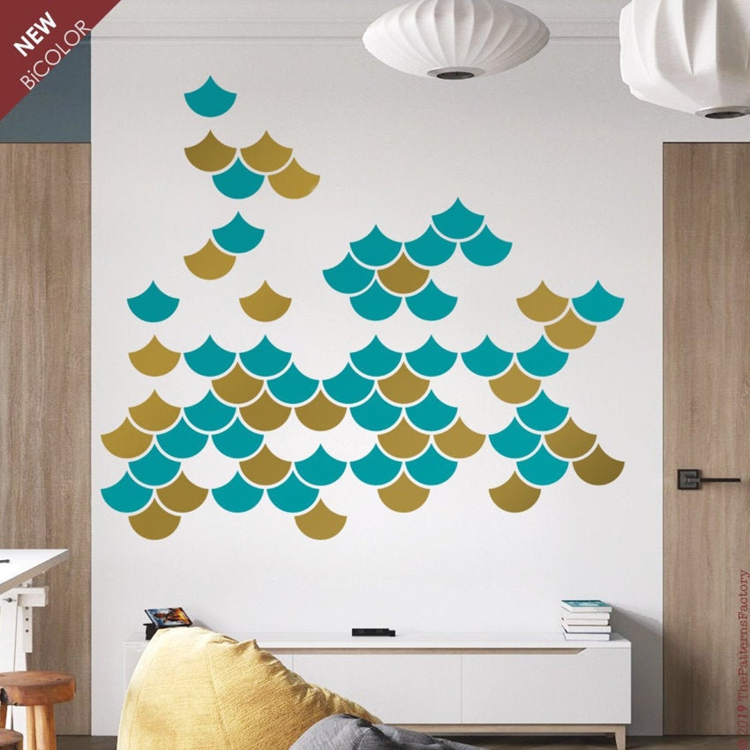 Two-color Mermaid Scales Wall Decal: Geometric Fish Scale Sticker - Etsy