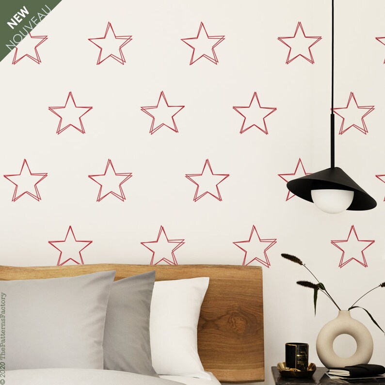 Double Star Wall Decal Star Outline Decal Fuzzy Stars Wall - Etsy