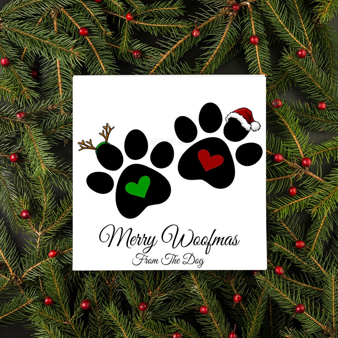 MERRY WOOFMAS From the Dog Dog Lovers Christmas Card Paw Prints - Etsy