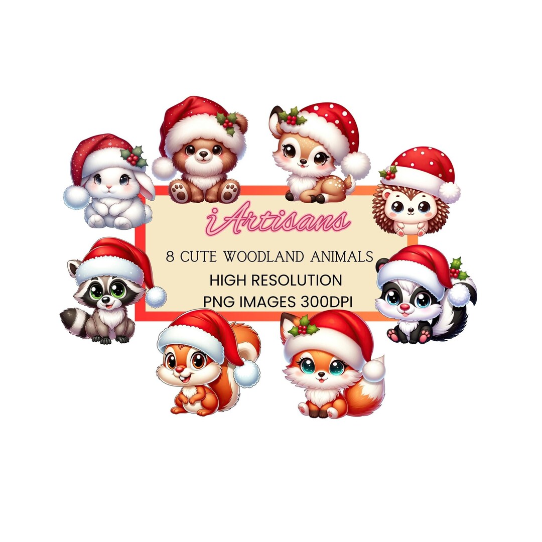 Woodland Animals | Christmas Clipart | Planner Stickers | Christmas ...