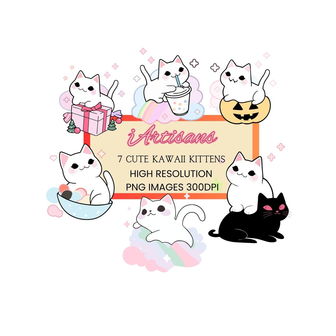 Digital Kitten Clipart | Cat Art | Planner Stickers | Planner Clipart ...