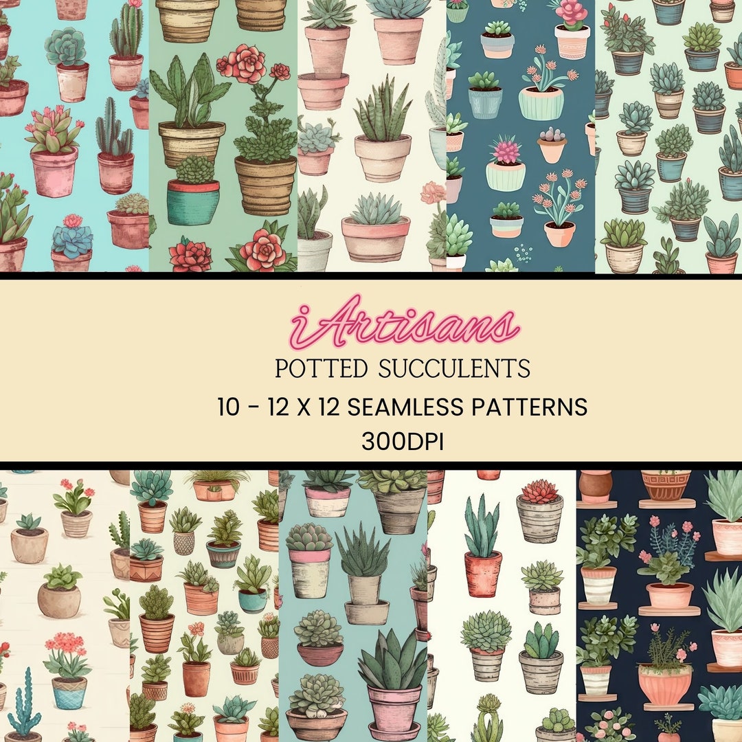 10 Succulent Patterns | Potted Succulent Prints | Wallpaper Home Decor ...