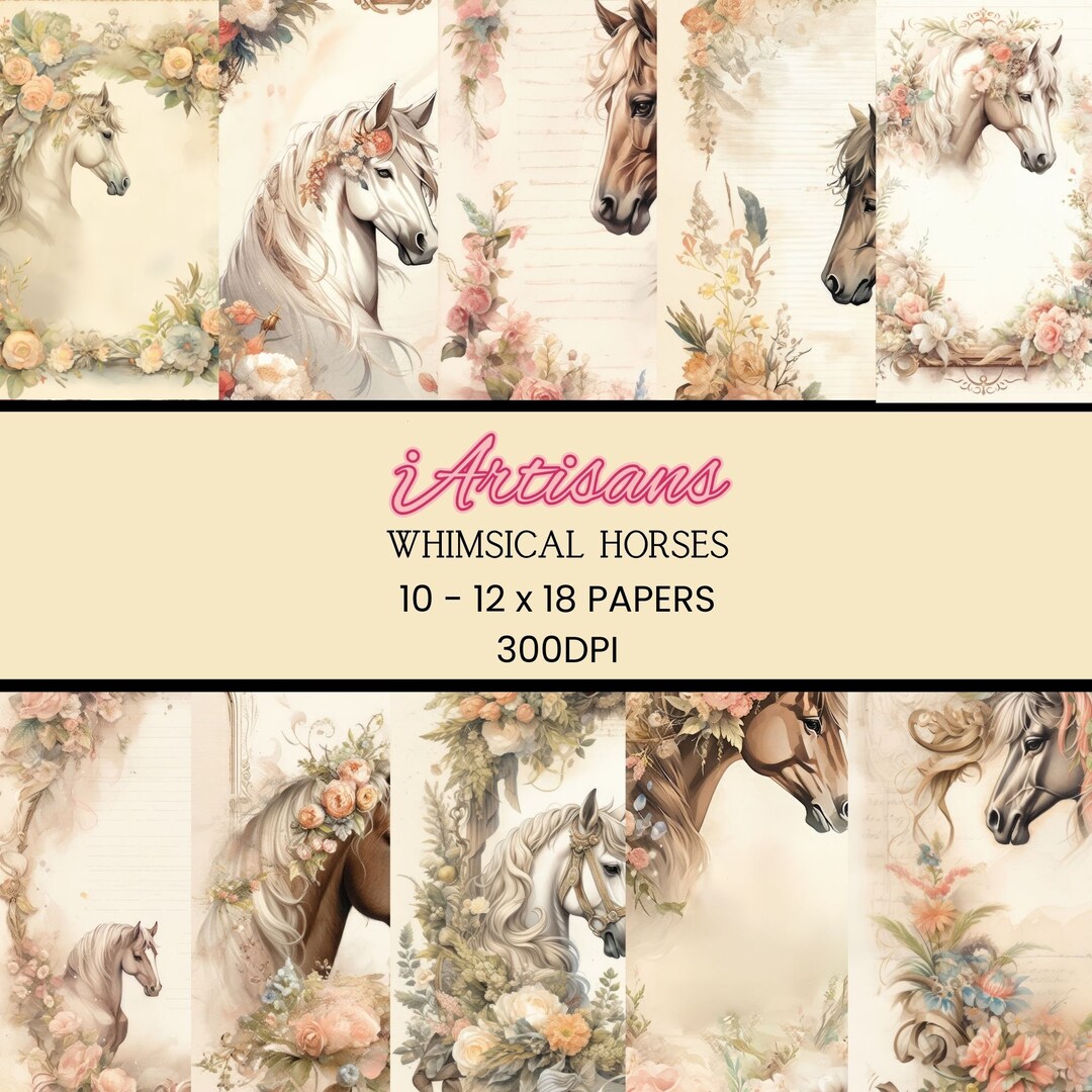 10 Vintage Horse Papers | Horse Digital Download | Horse Junk Journal ...