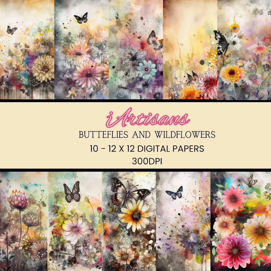 10 Butterfly Papers | Flowers and Butterfly Prints | Flower Patterns ...