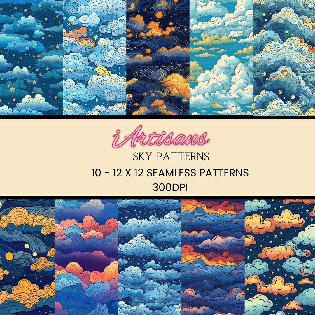 10 Beautiful Cloud Patterns | Seamless Patterns | Cloud Print | Sky ...