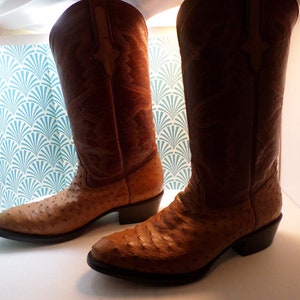 Vintage Exotic Ostrich Ferrini Italia Leather Cowboy Boots 9.5 D Men - Etsy