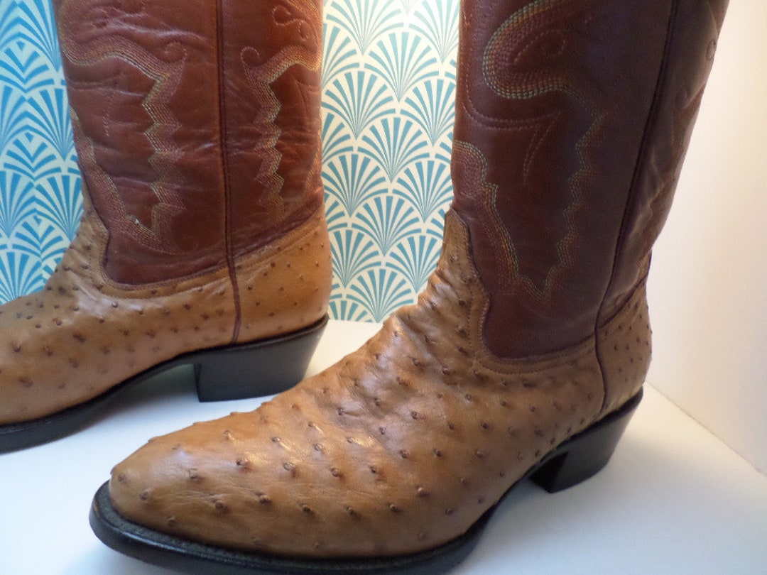 Vintage Exotic Ostrich Ferrini Italia Leather Cowboy Boots 9.5 - Etsy