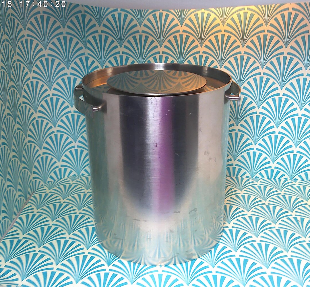 Vintage Arne Jacobson Stelton Denmark Insulated Ice Bucket Cylinda Line ...