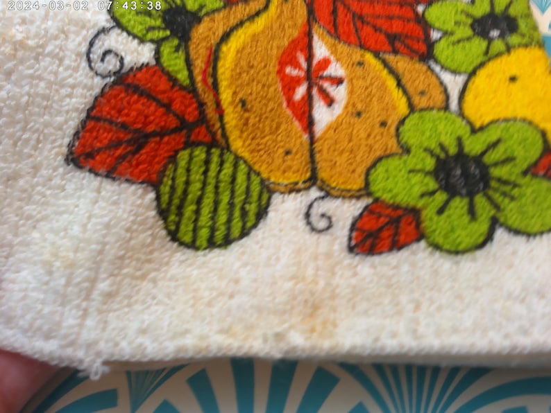 Vintage 70s Cannon Dish Rag: USA Made Terry Cloth With Fruit & Floral ...