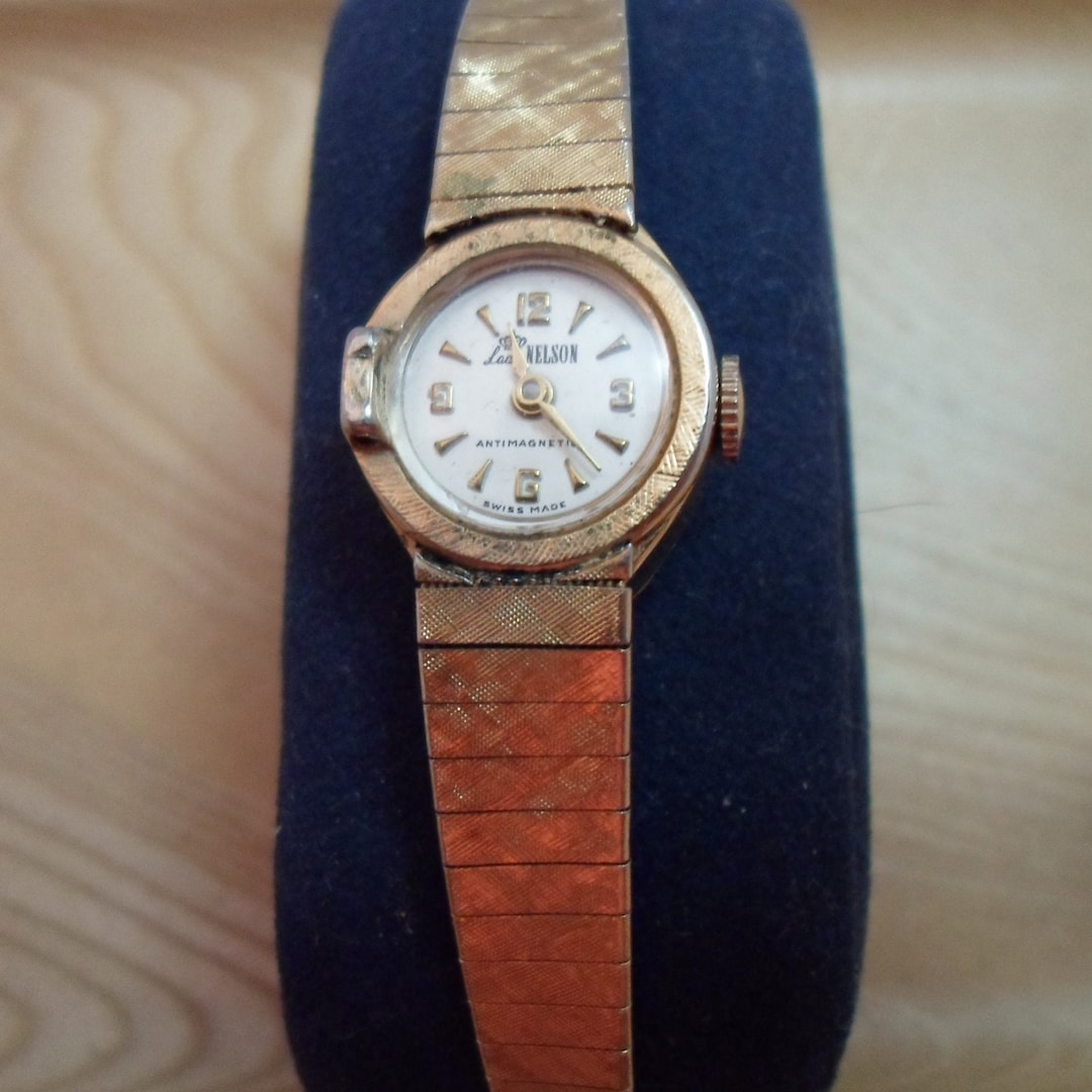 Vintage Lady Nelson MCM Wristwatch and MCM 1950's Goldtone Satin Finish ...