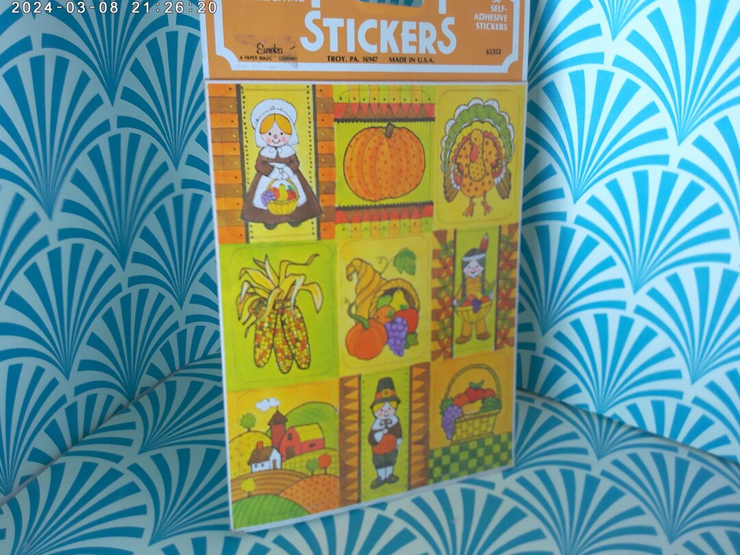 Vintage 80s Thanksgiving Stickers: USA Made Autumn Harvest, 36 Count - Etsy