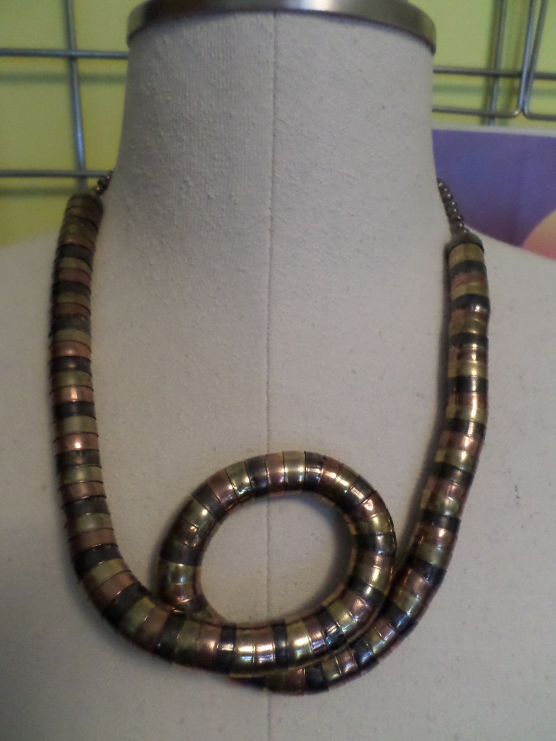 Vintage 80s Tri-color Metal Rolling Necklace - 24" - Etsy