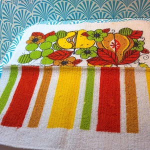 Vintage 70s Cannon Dish Rag: USA Made Terry Cloth With Fruit & Floral ...