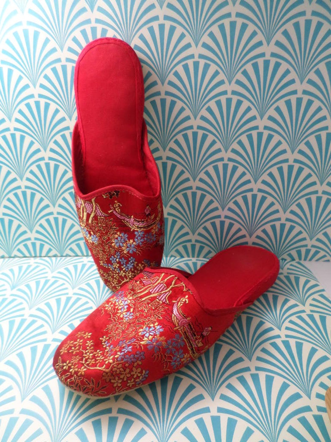 80's New Old Stock Chinese Satin Slippers Size 6.5-7 Never Used Size 37 ...