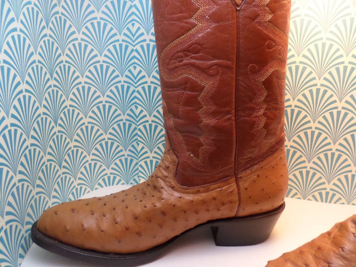 Vintage Exotic Ostrich Ferrini Italia Leather Cowboy Boots 9.5 - Etsy