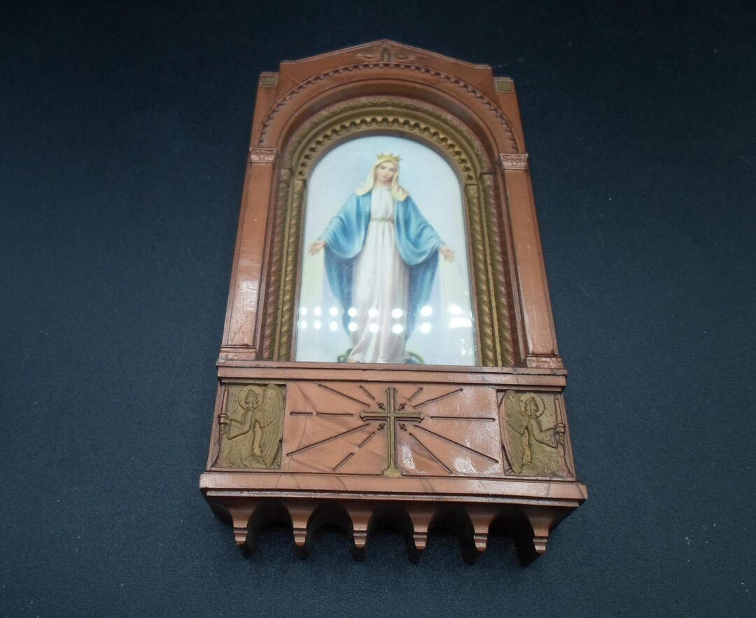 Vintage Blessed Mother Mary Madonna Holy Waterfront Hard Plastic 1950's ...