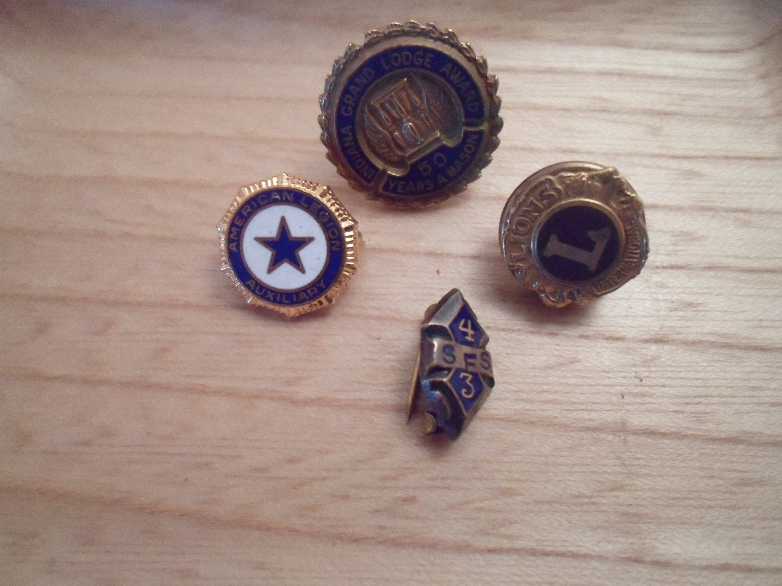 Vintage Mini Enamel 4 Pins Lions Club Masonic American Legion SFS 1943 ...
