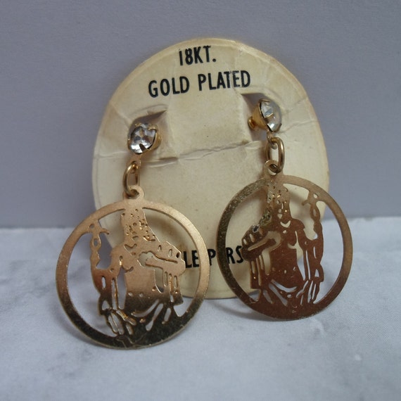 Christian Earrings 18k Gold Plated The Risen Christ V… - Gem