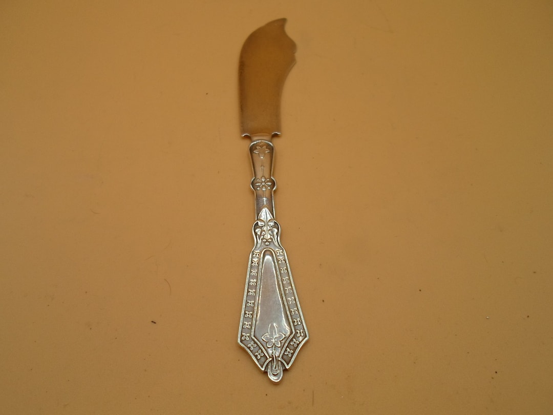 Antique Sterling Silver Butter Knife Victorian British Hallmark Gilded ...