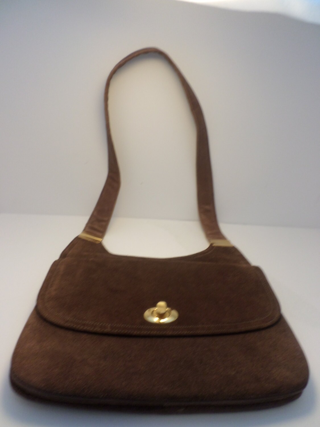 Vintage Susan Gail suede and leather saddlebag purse chocolate brown ...