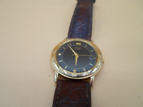 Vintage Citizen Wristwatch Working Quartz Leather Ban… - Gem