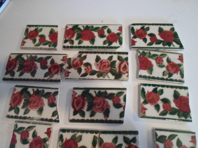 Antique Cottage Rose Border Tiles: Salvaged Hand-painted Trim - Etsy