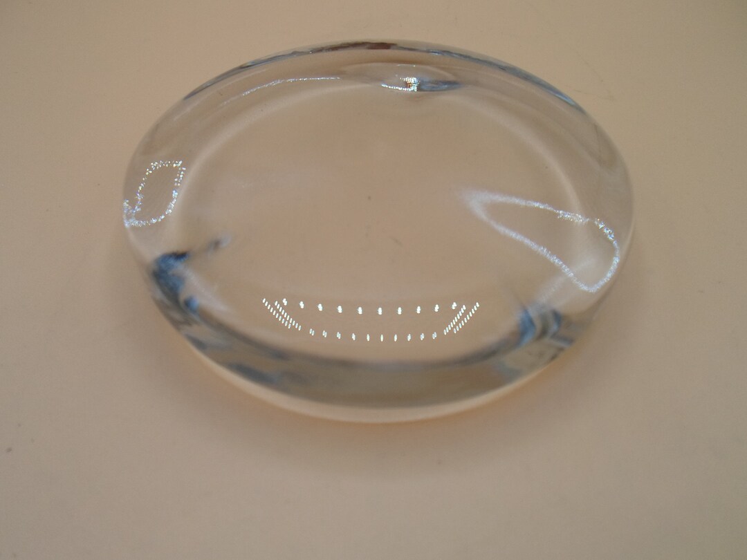 Vintage Clear Wavy Flat Glass Paperweight 4"diameter .70"high Practical ...