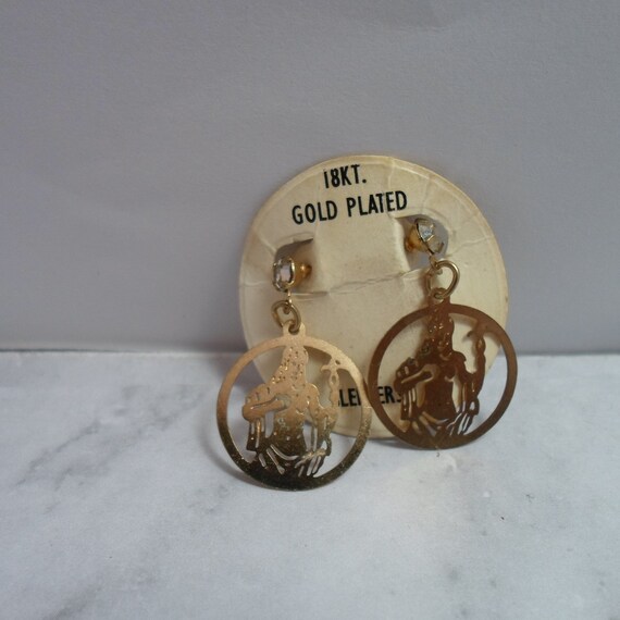 Christian Earrings 18k Gold Plated The Risen Christ V… - Gem