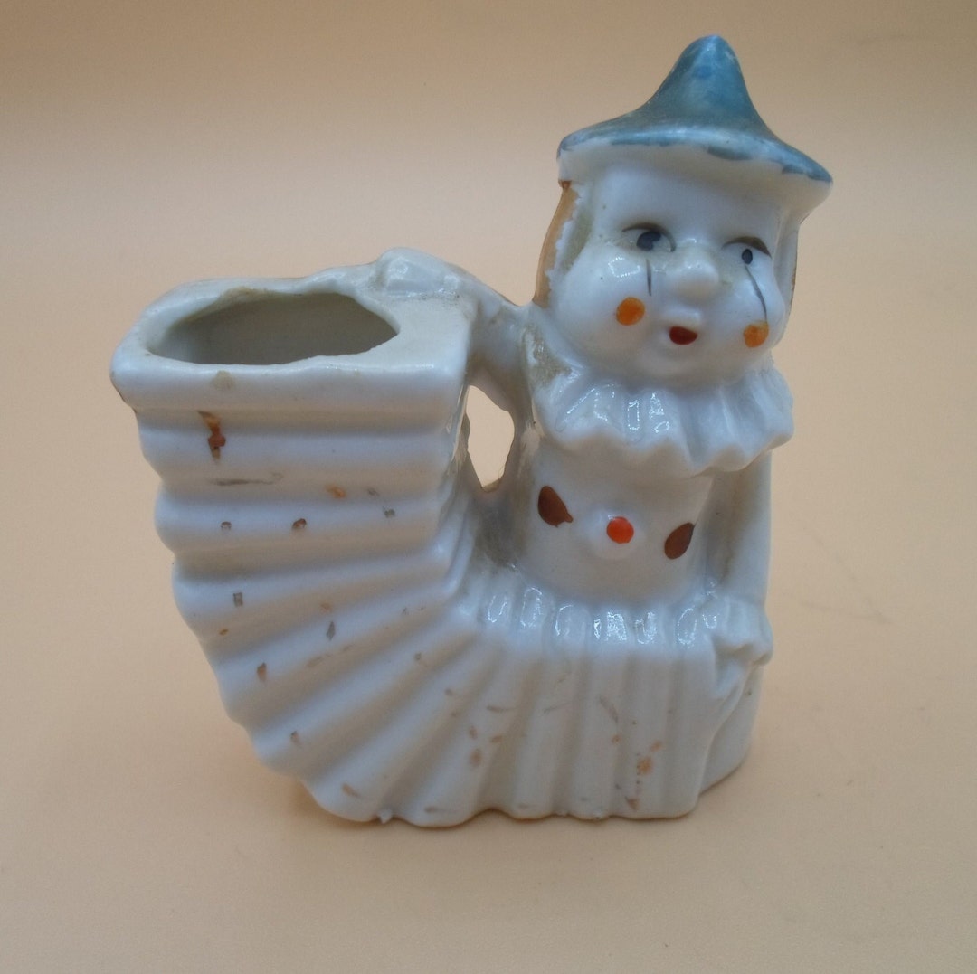 Vintage Japan Mini Character Clown Vase or Toothpick Holder Posy Holder ...